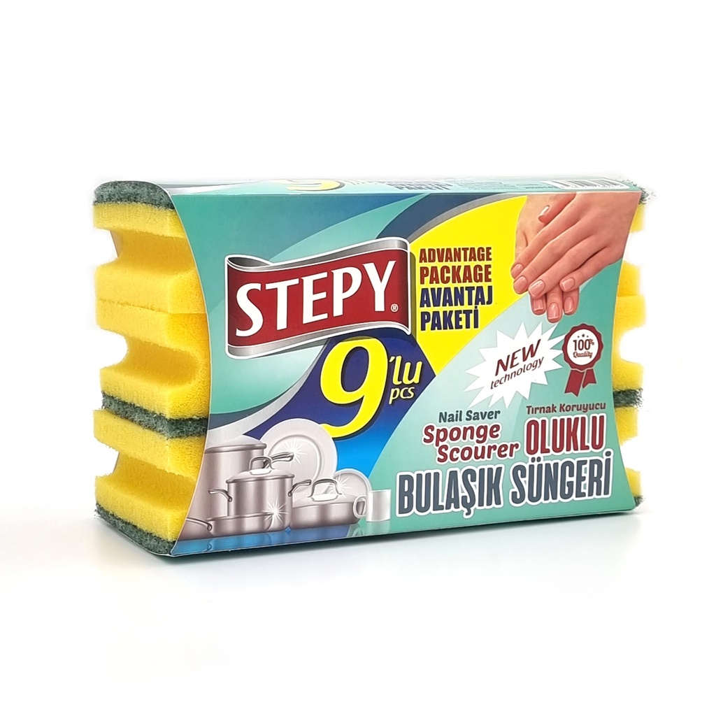 STEPY CORRUGATED SPONGE SCOURER 9'S PACK | WHIM