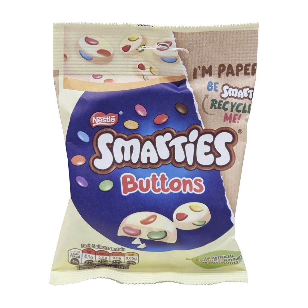 NESTLE SMARTIES WHITE BUTTONS POUCH 85G | WHIM