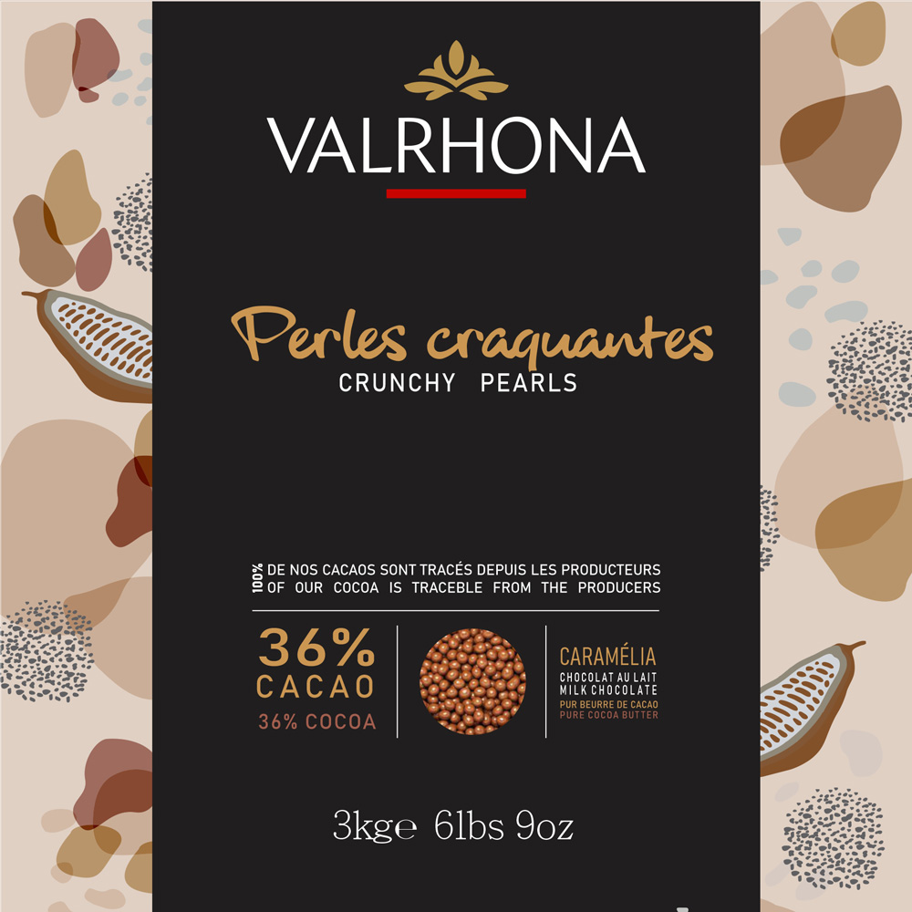 VALRHONA CARAMELIA CRUNCHY PEARLS 36% MILK CHOCOLATE 3KG BAG | WHIM