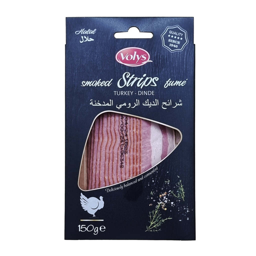 VOLYS SMOKED STRIPS TURKEY 150G | WHIM